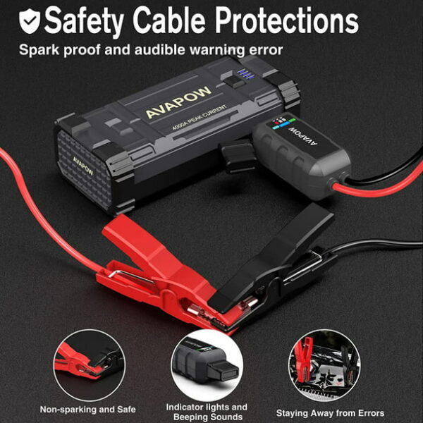 2025 AVAPOW Car Jump Starter, 4000A Peak 27800mAh Battery Jump Starter ...