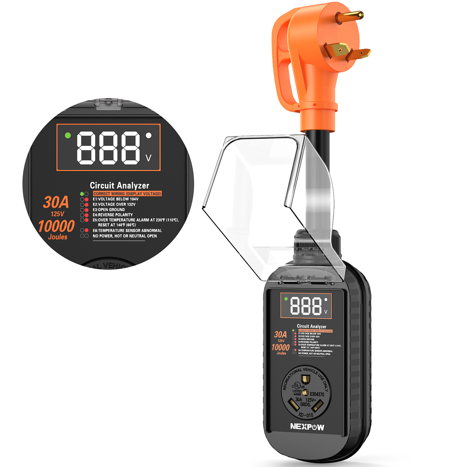 NEXPOW RV Surge Protector 30 Amp – 10000 Joules Upgraded LED Display RV ...