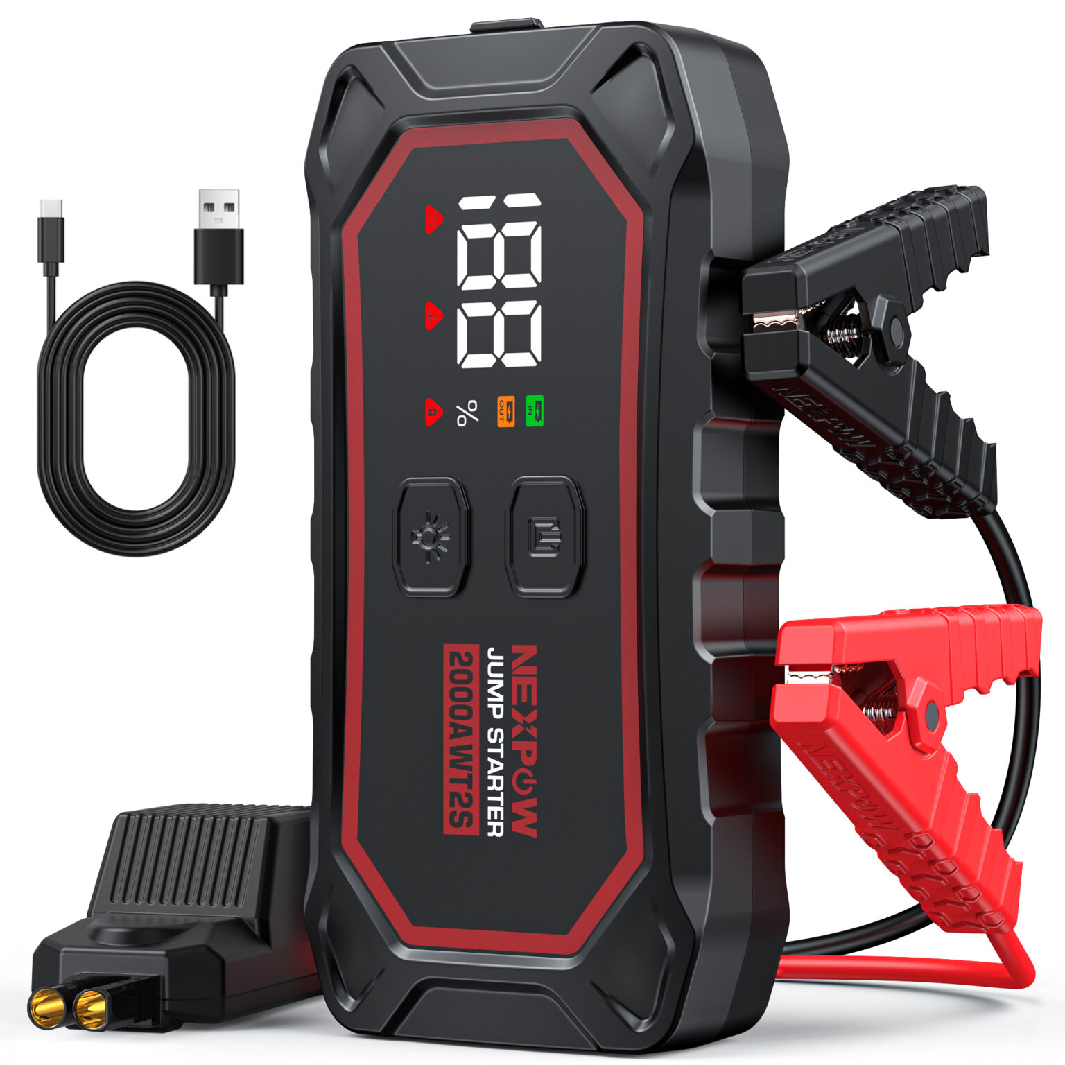 NEXPOW Car Jump Starter, 2000A Peak 18000mAh Car Battery Jump Starter ...